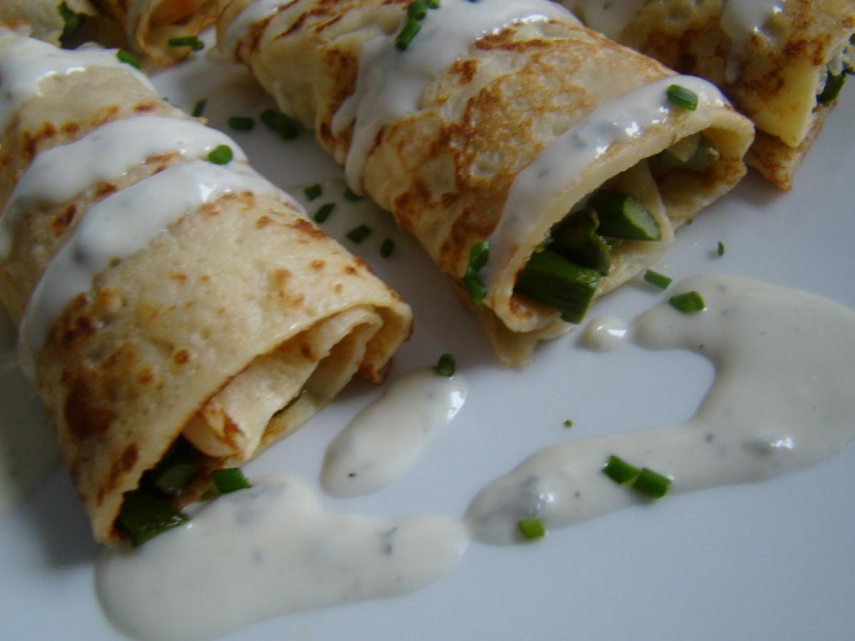 Crepes salados, rellenos con verdura y jamón | Cocina