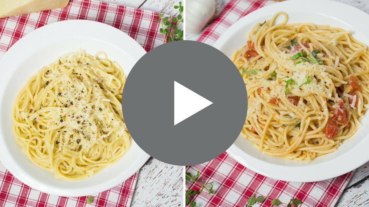 2 Recetas De Espagueti Cremoso Con Ajo Y Parmesano Y Con Tomates Ajo