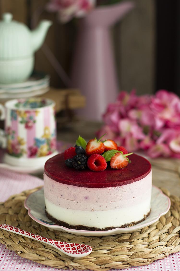 Cheesecake de Frutos Rojos Saludable | Cocina