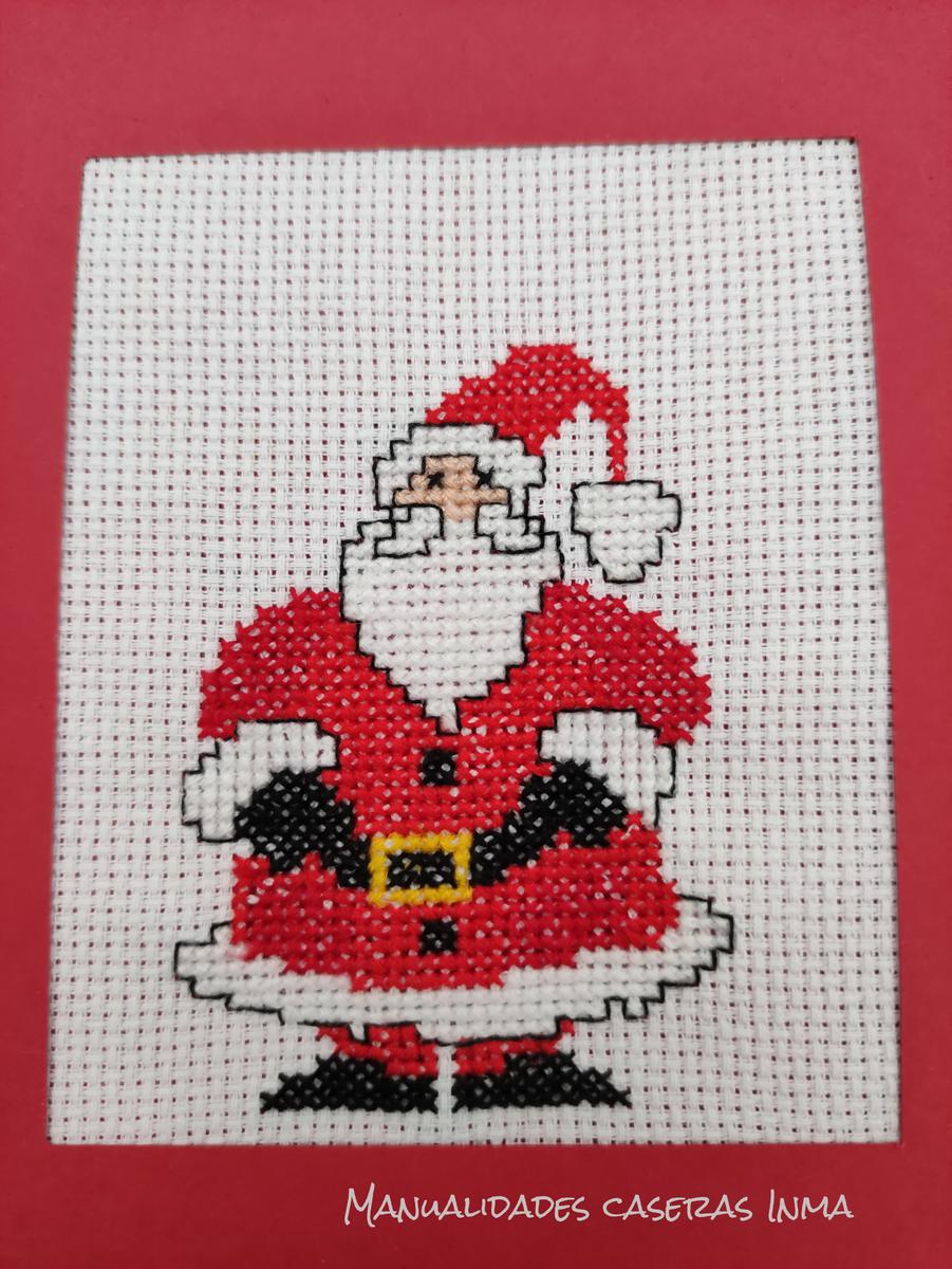 Tarjeta punto de cruz Papa Noel | Manualidades