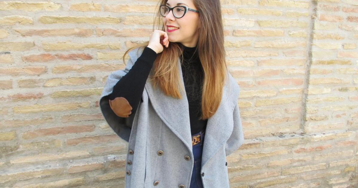 Outfit~ Capa gris + Falda con botones DIY | Belleza