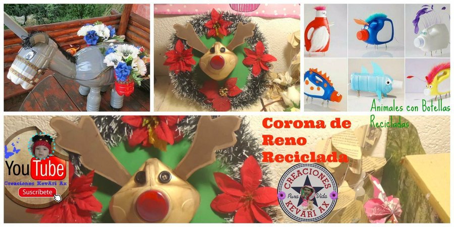 Corona de reno con botellas plásticas, una linda manualidad: vídeo ...